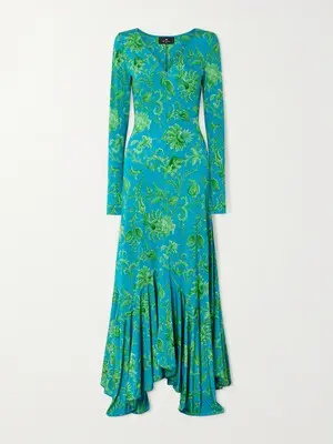 Etro Asymmetrical Printed Maxi Dress