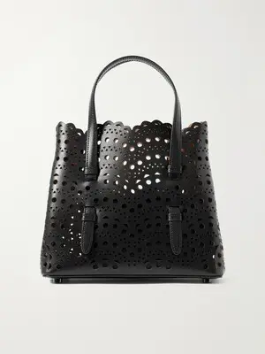 Alaïa Mina 20 Laser-cut Leather Tote - Black