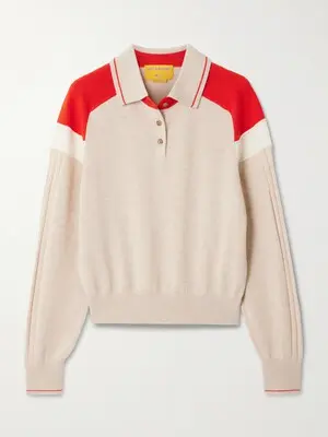 Guest In Residence Alpine Collegiate Cashmere Polo Sweater - Neutrals