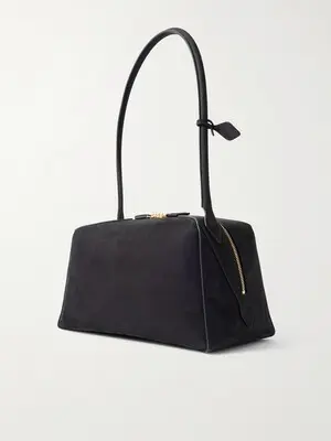 Alaïa Le Bulldog Medium Nubuck Shoulder Bag - Black