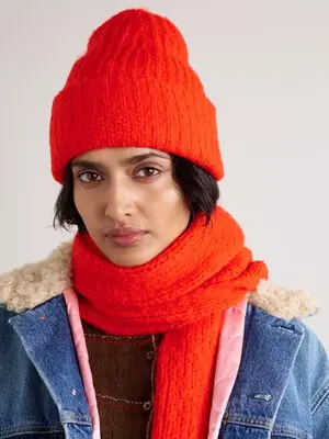 Guest In Residence Ribbed Merino Wool-blend Beanie - Red