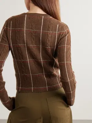 Guest In Residence Checked Cashmere Cardigan