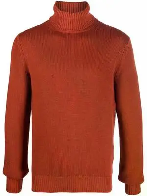 DELL'OGLIO Roll Neck Ribbed-knit Jumper - Orange