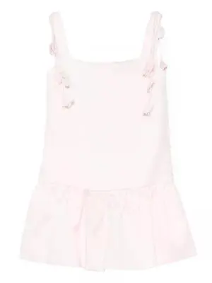 SELF-PORTRAIT Taffeta Mini Dress With Floral Details - Pink
