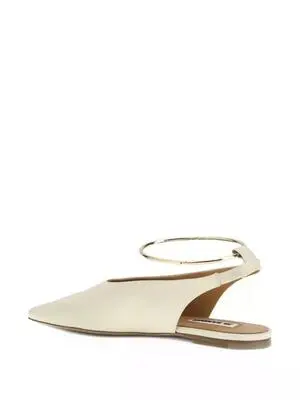 JIL SANDER Ring Ballet Flats With Metal Ankle Strap - Neutrals