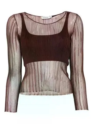 Simkhai Square Neck Ribbed Sheer Top