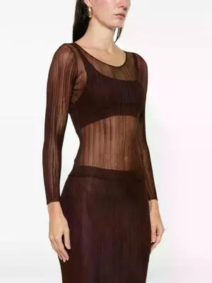 Simkhai Square Neck Ribbed Sheer Top
