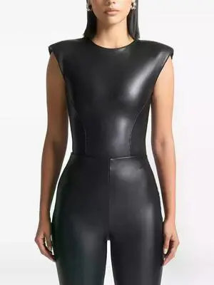 Manière De Voir Wide-shoulder Leather Bodysuit