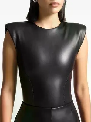 Manière De Voir Wide-shoulder Leather Bodysuit