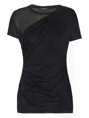 Balmain Draped Cotton Jersey T-shirt With Lion Head Buttons