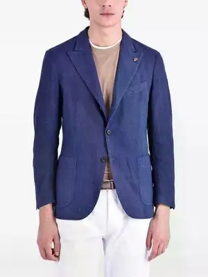 GABRIELE PASINI Textured Single Breasted Blazer - Blue
