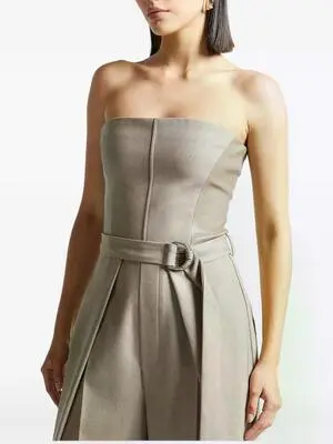 Manière De Voir Pleated Belted Tailored Jumpsuit