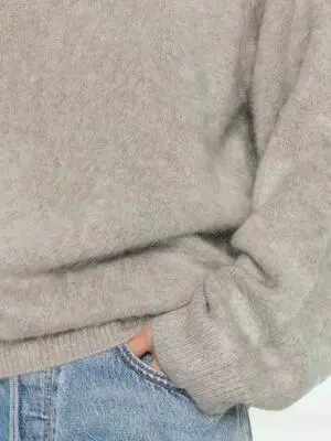 Soft Goat Brushed Cashmere V-neck Sweater - Neutrals