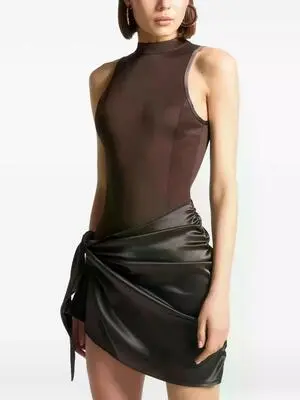 Manière De Voir Satin Panelled Wrap Bodycon Mini Dress