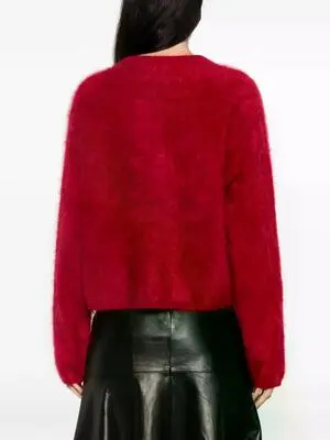 Soft Goat Brushed Crew-neck Sweater - Red
