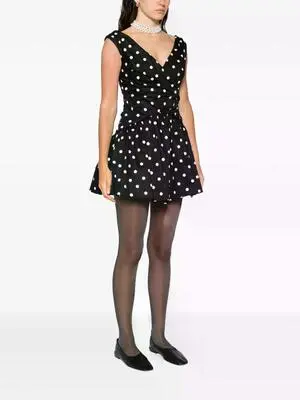 SELF-PORTRAIT Polka Dot V-neck Mini Dress