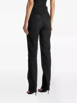 Manière De Voir Maniere De Voir Faux Suede Straight-leg Trousers With Split Hem