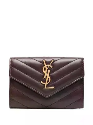 Saint Laurent Chevron Logo Wallet Red