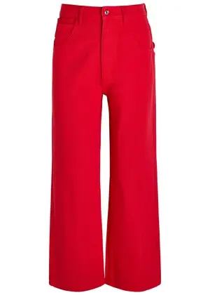 NEVER FULLY DRESSED Scallop Cropped Wide-leg Jeans