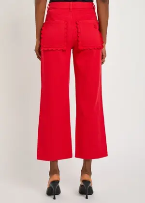 NEVER FULLY DRESSED Scallop Cropped Wide-leg Jeans