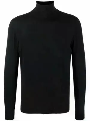 DELL'OGLIO Merino Roll Neck Jumper - Black
