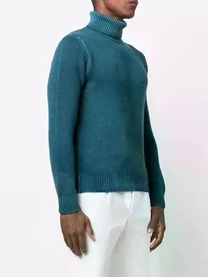 DELL'OGLIO Merino-silk-cashmere Blend Roll Neck Jumper - Blue
