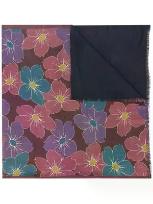 DELL'OGLIO Floral Print Scarf - Red