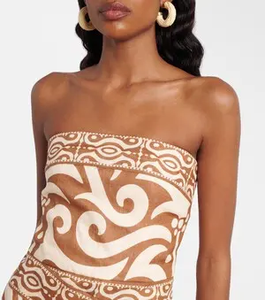 Johanna Ortiz Printed Linen Minidress