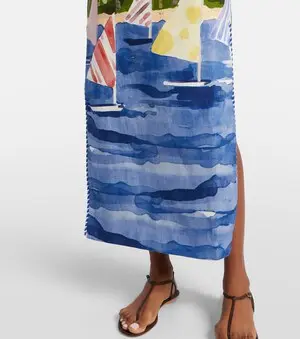 LEO LIN Ava Printed Linen Bustier Dress