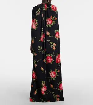 Dolce & Gabbana Floral Caped Silk-blend Gown