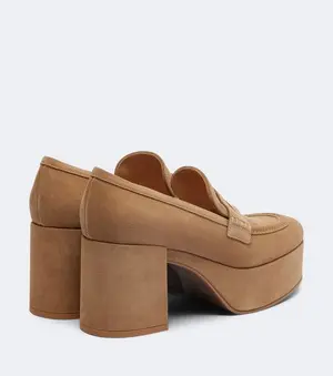 GIANVITO ROSSI Suede Platform Loafer Pumps - Brown