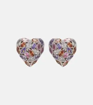 SELF-PORTRAIT Crystal-embellished Heart Earrings - Multicoloured