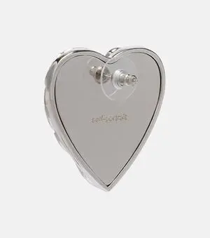 SELF-PORTRAIT Crystal-embellished Heart Earrings
