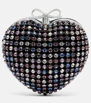 SELF-PORTRAIT Self-Portrait Crystal Embellished Heart Clutch Multicoloured