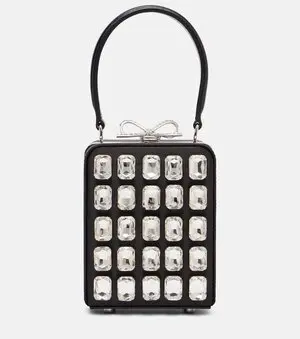 SELF-PORTRAIT Micro Crystal-embellished Box Bag - Black