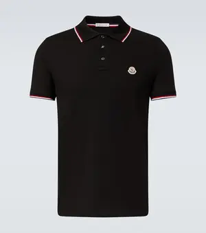 Moncler Permanent Cotton Jersey Polo Shirt - Black