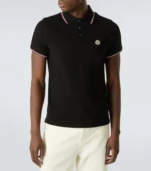 Moncler Permanent Cotton Jersey Polo Shirt - Black