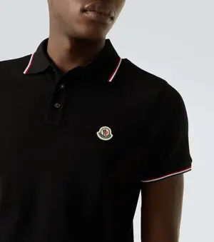 Moncler Permanent Cotton Jersey Polo Shirt - Black