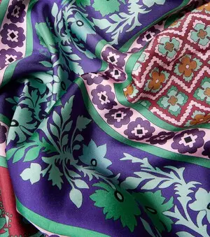 La DoubleJ Fringed Printed Silk Twill Scarf