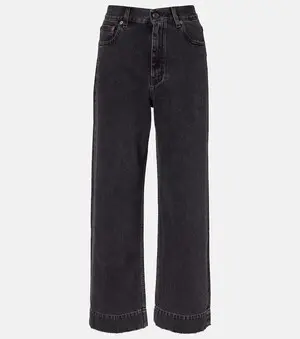 Chloé Cropped High-rise Wide-leg Jeans In Asphalt