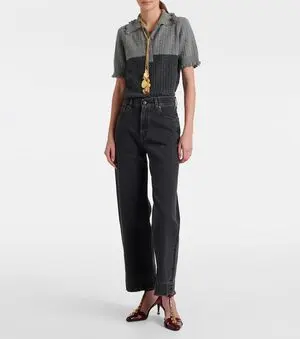 Chloé Cropped High-rise Wide-leg Jeans In Asphalt