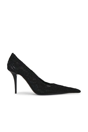 Saint Laurent Thierry Lace Pointed Toe High Heel Pumps - Nero
