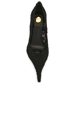 Saint Laurent Thierry Lace Pointed Toe High Heel Pumps - Nero