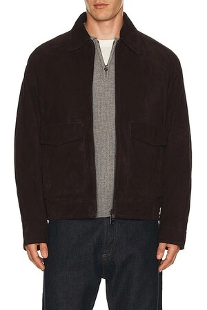 Theory Reece Suede Aviator Bomber Jacket