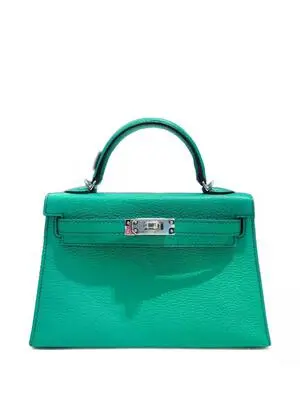 Hermès Hermès Mini Kelly Sellier 20 Verso Chèvre Leather Bag Green