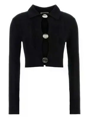 JIL SANDER Ribbed Knit Collared Cardigan With Button Detail