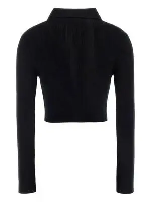 JIL SANDER Ribbed Knit Collared Cardigan With Button Detail
