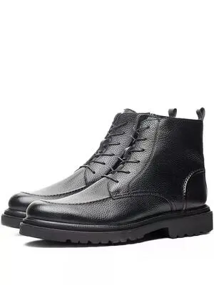 POCHE PARIS Textured Lace-up Boots - Black