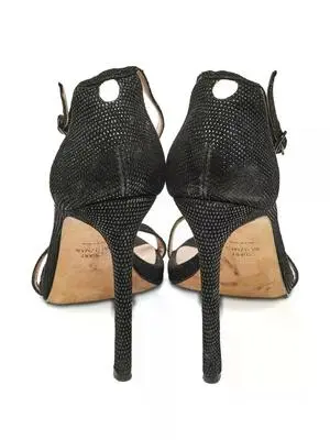 STUART WEITZMAN Textured Suede Buckled Stiletto Sandals