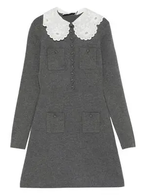SELF-PORTRAIT Lace Collar Pocket Mini Dress